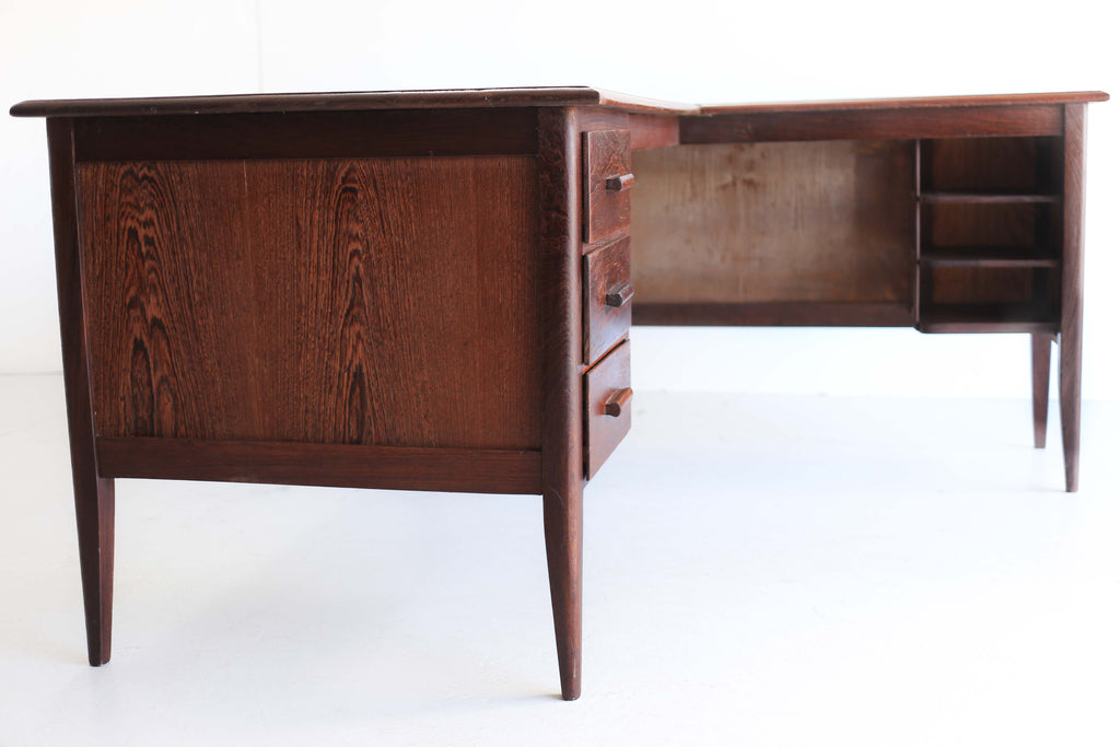 Vintage Solid Partridge Wood L-Shaped Desk – Huisraad Modern