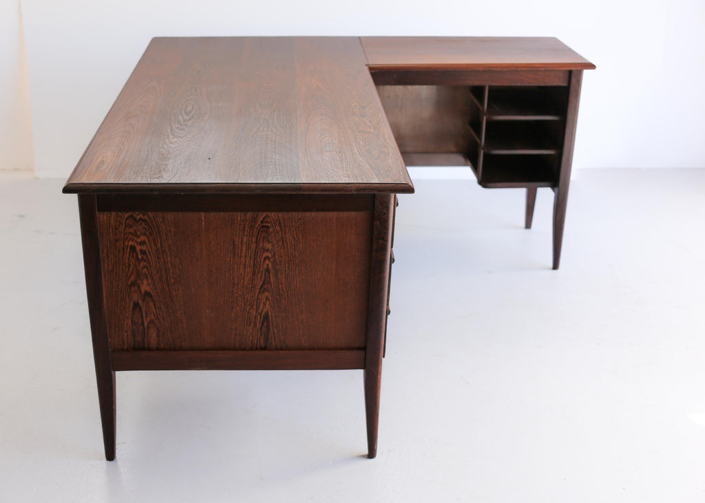 Vintage Solid Partridge Wood L-Shaped Desk – Huisraad Modern